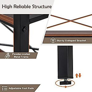 Tangkula 4-Tier Ladder Bookshelf, Freestanding Open Bookcase with Metal Frame & Anti-toppling Device, Industrial Wooden Storage Display Shelf Plant Stand for Living Room Study Balcony (2, 4-Tier)