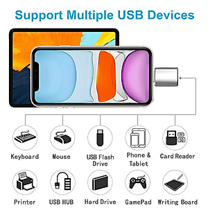 rosyclo Lightning to USB3 Adapter, MFi Certified USB OTG Data Sync Converter Compatible iPhone 12/11/X/8/7/6/iPad, Camera, Card Reader, USB Flash Drive, MIDI Keyboard, Mouse iOS 9.2-14+ Silver