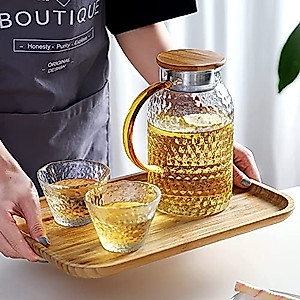 WUWEOT Glass Pitcher, 50 OZ Water Pitcher with Lid for Fridge, Heat Resistant Glass Water Jug, Borosilicate Iced Tea Pitcher Carafe for Cold or Hot Beverages, Coffee, Juice, Ice Water, Milk