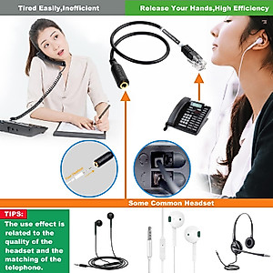 VoiceJoy Headset Adapter Converter 3.5mm Plug to Female RJ9/RJ10 Headset/Handset Plug for Most Office Phones
