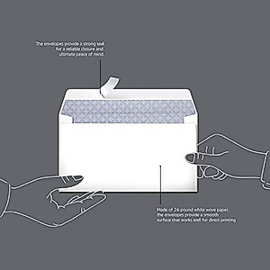 Amazon Basics #6 3/4 Security Tinted Envelopes with Peel & Seal, 100-Pack, White