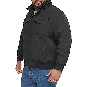 Dockers Men's Regular Quilted Lined Flight Bomber Jacket, Black, Large