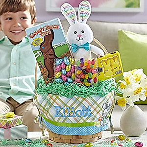 Let's Make Memories Personalized Create Your Own Wicker Easter Basket – Blue Bunny Design - Basket Only - Customize with Any Name - Medium