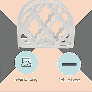 Lattice Collection Cast Iron Napkin Holder, By Home Basics (White) / Napkin Holders For Kitchen, Table Napkin Holder With Non-Skid Feet
