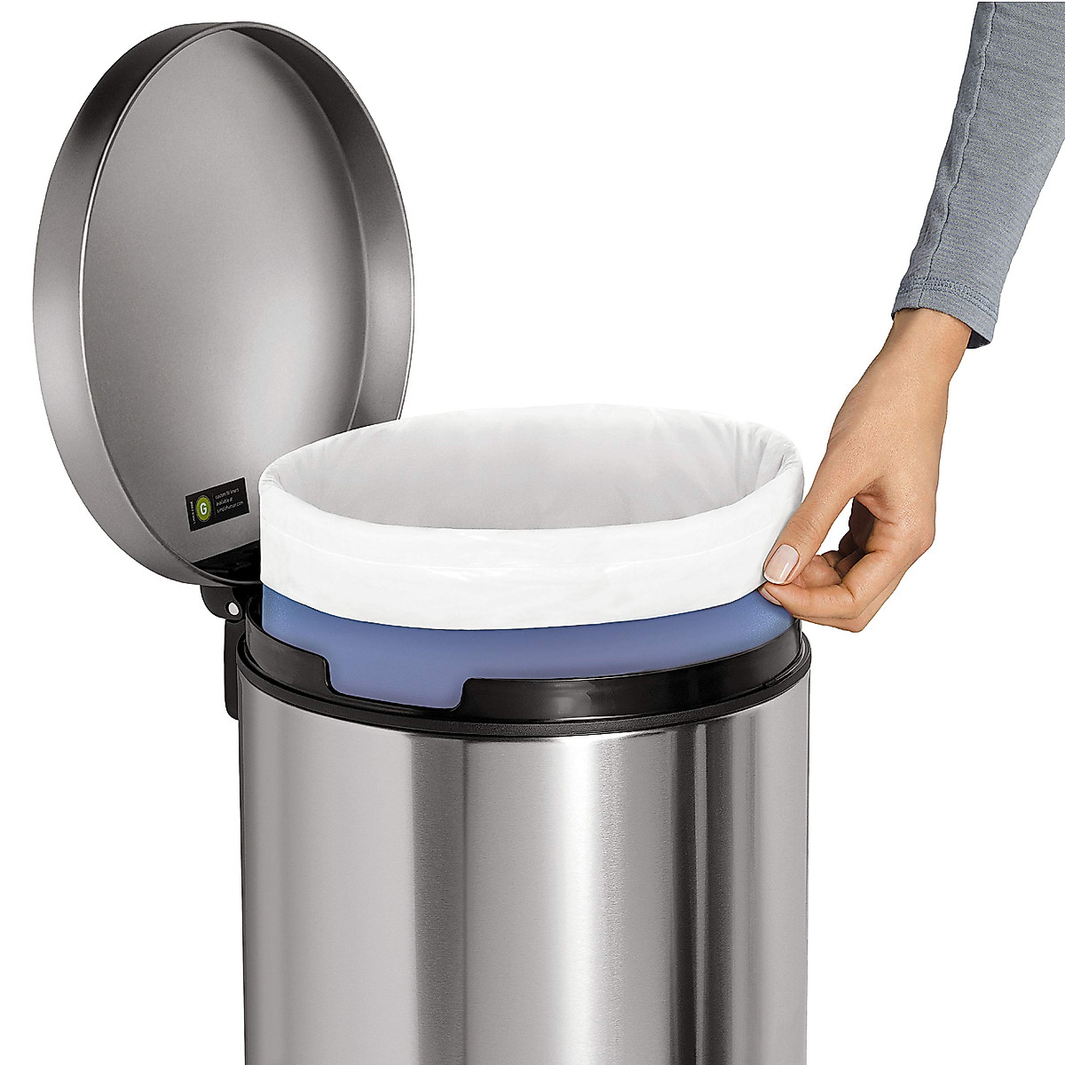 simplehuman 30 Liter / 8 Gallon Round Step Trash Can, Brushed Stainless Steel,15.1 x 12.4 x 25.6 inches