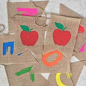 Uniwish Welcome Banner for First Day of School Classroom Decorations Garland Apple Themed Welcome Class Office Photo Backdrop