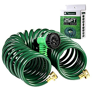 Yereen Coil Garden Hose 25FT, EVA Recoil Garden Hose, Transparent Self ...