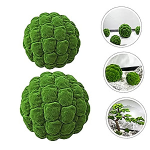 Garneck 4 Pcs Artificial Moss Balls Fish Tank Decoration Wedding Moss Balls Garden Moss Decor Fake Rock Fake Ferns Sphere Moss Hanging Balls Simulation Plastic Flower Arrangement Window