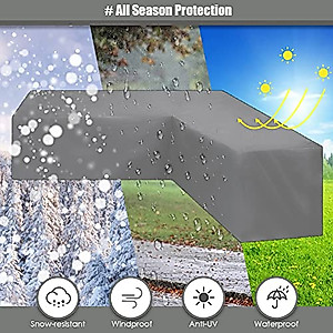 Gicov Patio Sofa Cover for Outdoor Furniture Waterproof L Shape Sofa Cover Sectional Couch Cover Heavy Duty Garden Furniture Protector with Windproof Strap