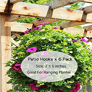 ESFUN 6 Pack 2 x 6 inch Fence Hooks Patio Hooks Brown Powder Coated Steel Hangers fits Easily for Vinyl Fences Indoor & Outdoor Hanging Lights, Plants & Planters, Bird Feeder, Pool Equipment