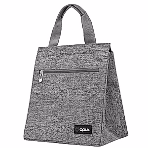 opux Lunch Bag for Women, Insulated Lunch Box Tote for Girls Work School Men Kids Office, Thermal Soft Small Lunch Cooler Bag for Picnic Travel with Pocket, Fits 12 Cans - Heather Gray