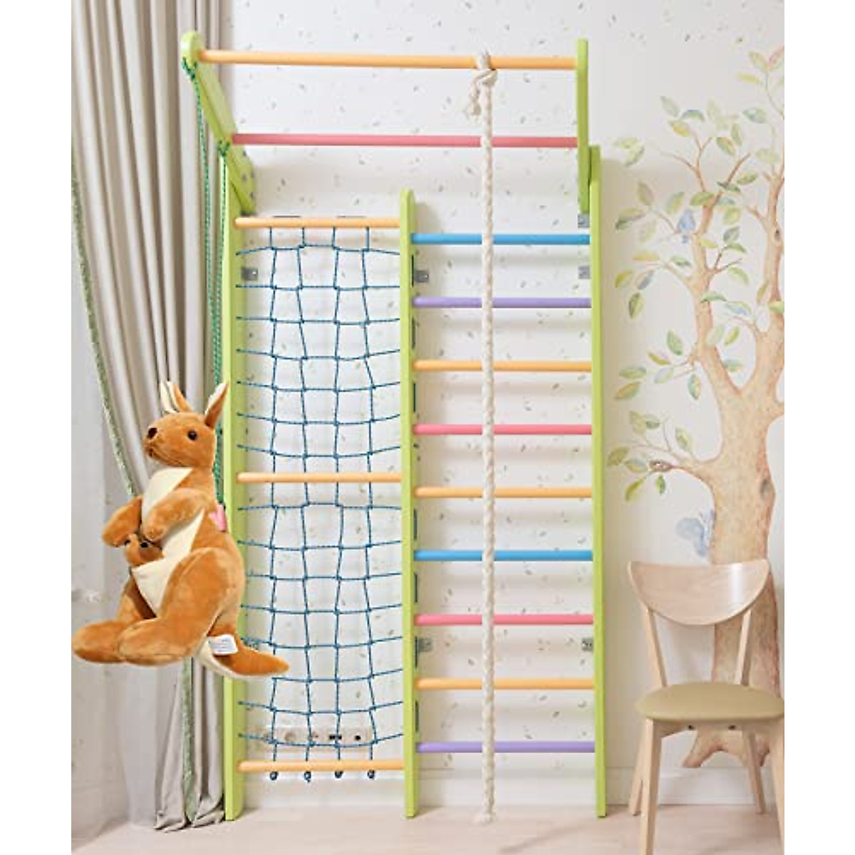 Curtain Tie Back 2 Pack Cute Animals Jungle Kangaroo Cartoon Buckle Curtain Tie Backs for Kids Room,Curtain Holdebacks for Drapery,Window Curtain Tiebacks Holder (Kangroo Yellow)