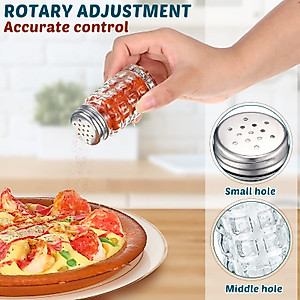 Lallisa 30 Pack Retro Style Salt and Pepper Shakers 2 oz Clear Glass Salt Shaker with Stainless Steel Lids for Kitchen Counter Table Restaurant Hold Various Condiments (Trendy)