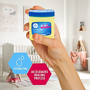 MED PRIDE Petroleum Jelly With Fresh Baby Scent - Skin Protectant For Dry Skin, Rashes, Minor Burns & Wounds- Powerful Moisturizer For Chapped Lips, Dry Hands, Chaffed Skin & Diaper Rash- 8oz [Blue]