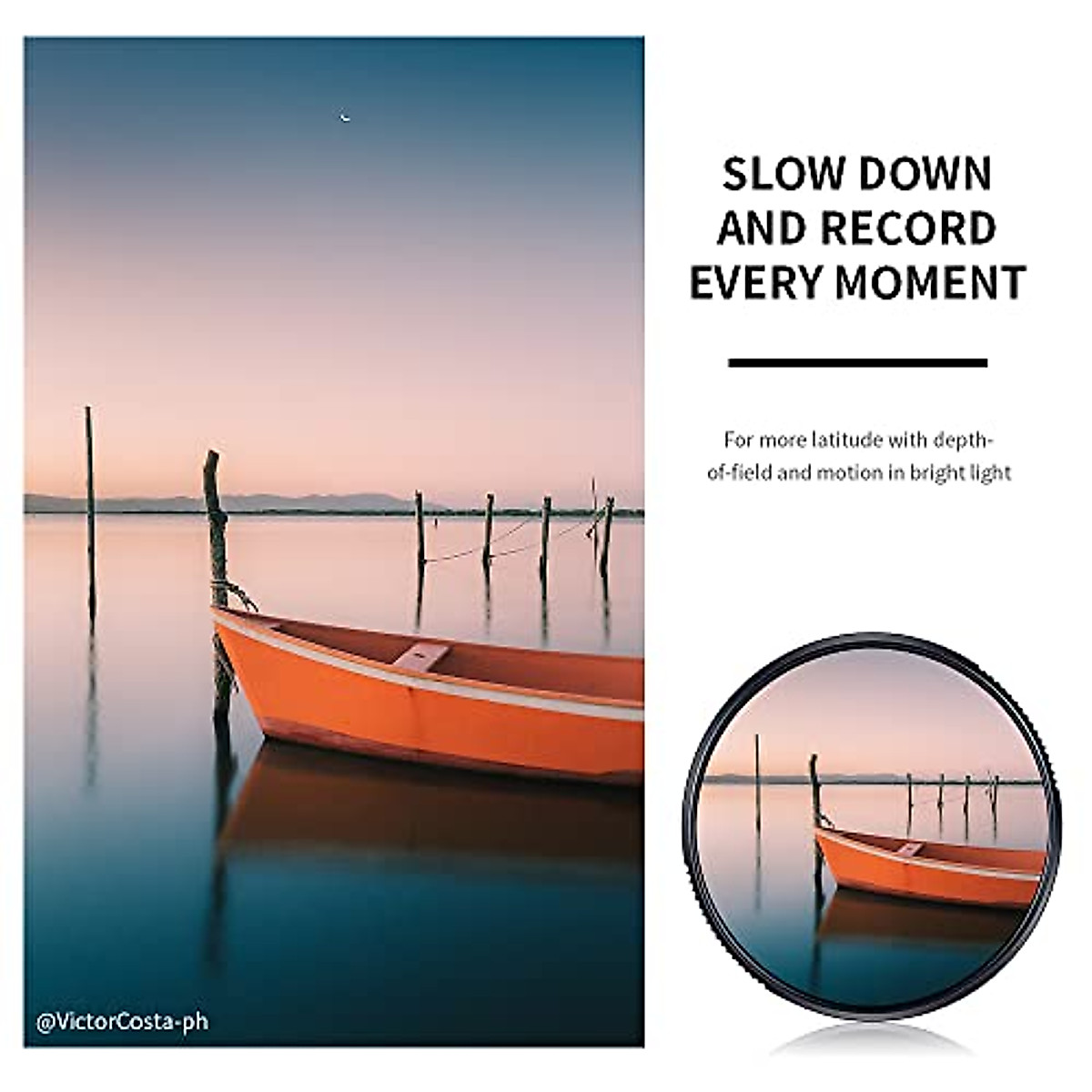 82mm Fixed ND64 & Circular Polarizing Lens Filters Kit (2 Pcs) 6 Stops Fixed Neutral Density Filter CPL Filter with 28 Multi-Layer Coatings for Camera Lens