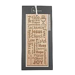 Roman God Holy Spirit Prayer Natural Brown 5 x 2 Wood First Communion Bookmark