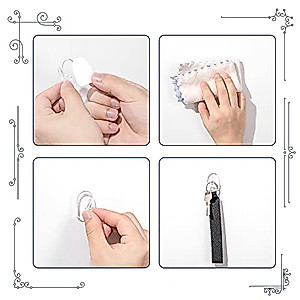 Jetec 60 Pieces Clear Adhesive Hooks Transparent Wall Hooks Christmas Window Hanger Ring Hanger Adhesive Hanging Hooks with Non Marking Sticker for Kitchen Bathroom Bedroom Office