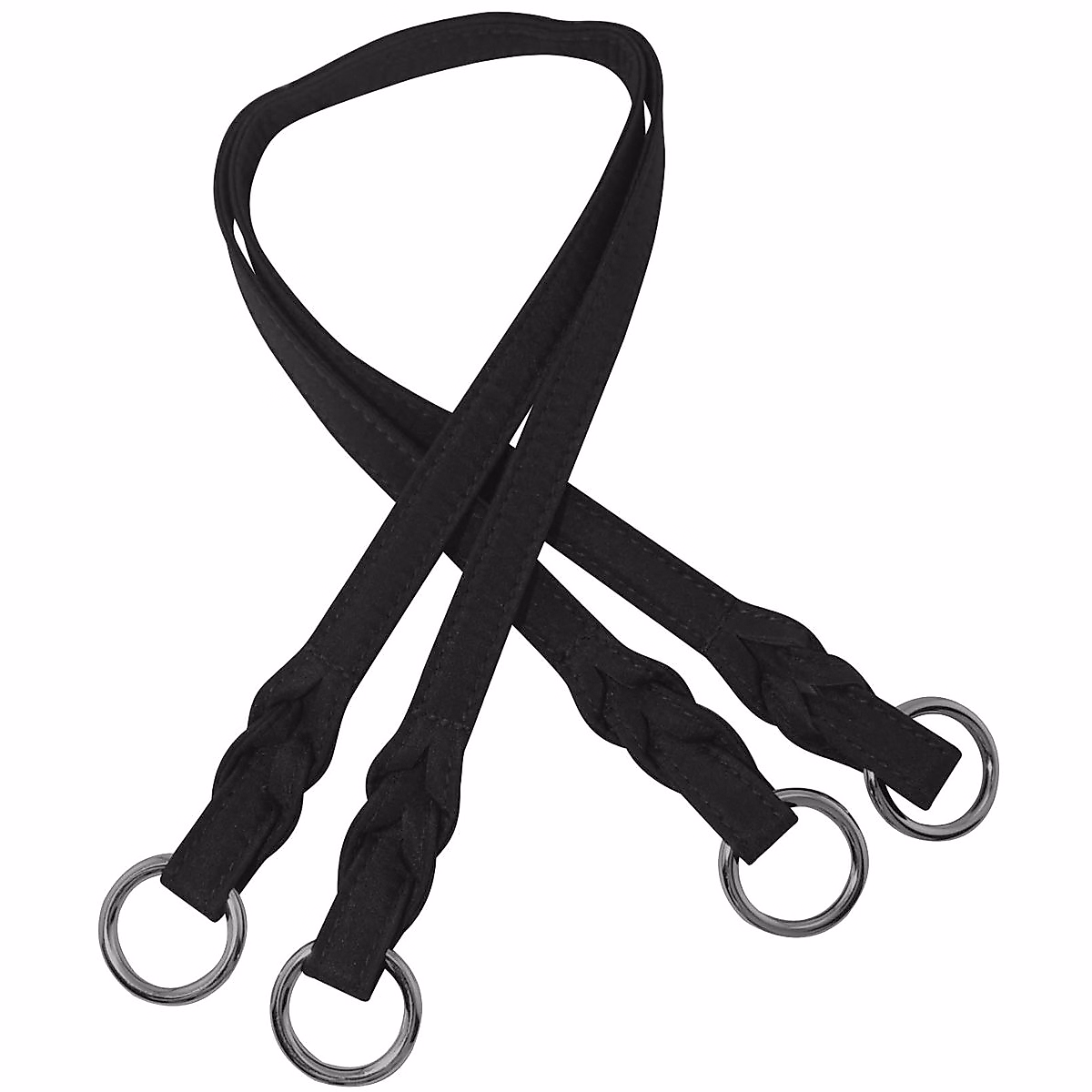 Everything Mary Braided Microfiber Handle - Black | Stylish Purse Handles for DIY Handbags & Craft Projects | Replacement Bag Handles with Silver Rings