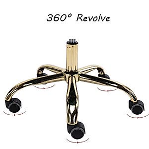 Guyou Faux Fur Home Office Desk Chair Stool Comfy, Swivel Gold Vanity Accent Chair Upholstered Armchair for Living Room/Studio/Make up (Black)