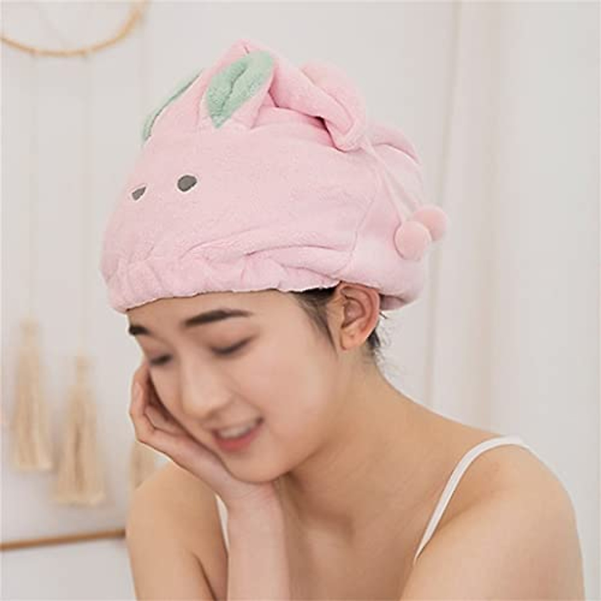 LYSLDH Microfiber Soft and Smooth Dry Hair Towel Cute Rabbit Shower Bandana Home Textile Towel Wearable Towel ( Color : Gray , Size