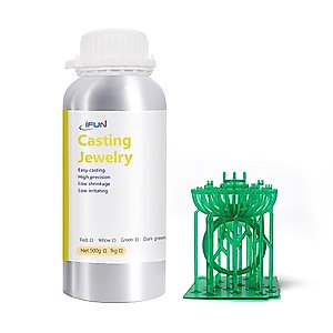 IFUN Jewelry Casting Resin for 405nm LCD DLP Printing-Easy to Print Use and Burn High Resolution- 3D Printer Photosensitive Castable Resin Liquid- Green 500g