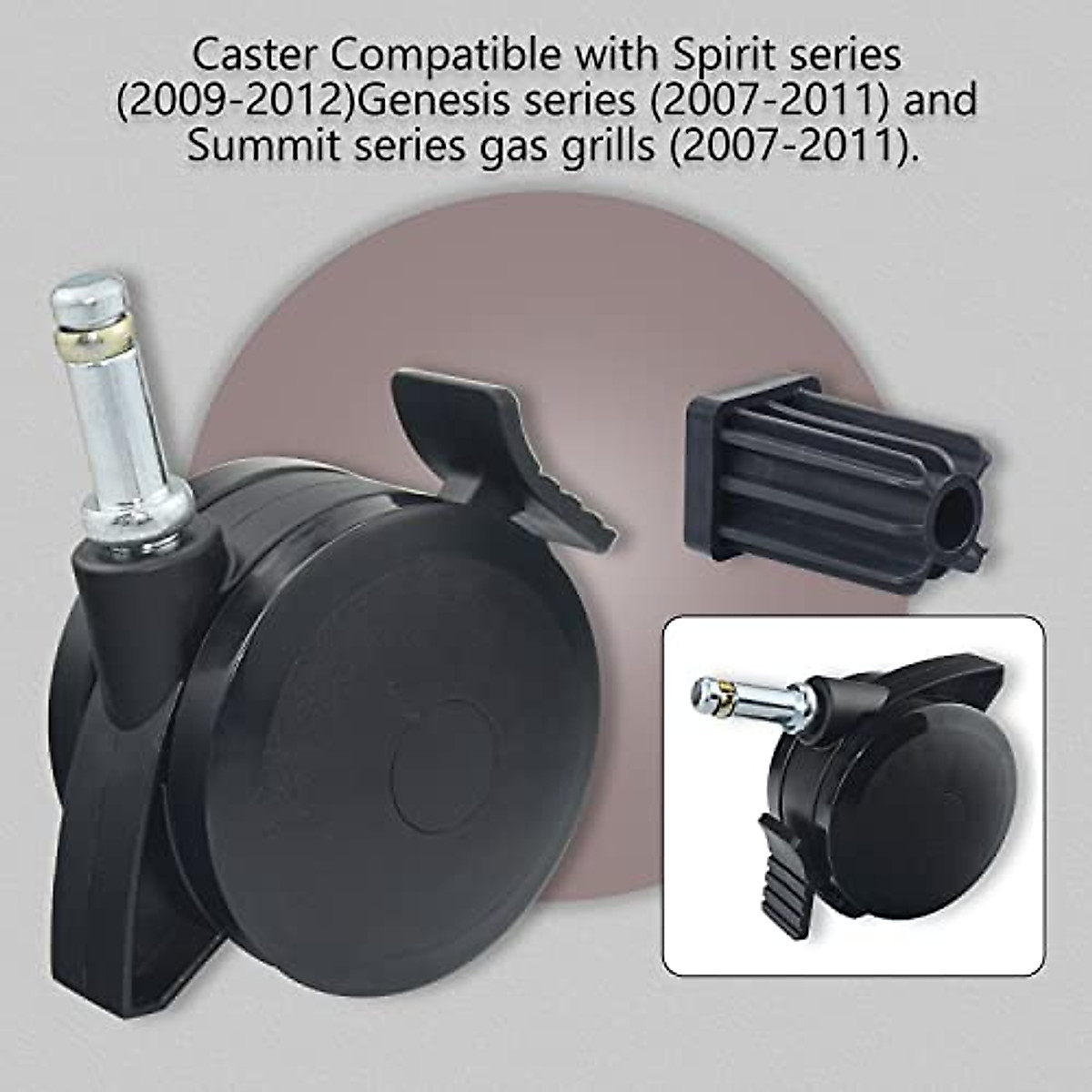 70360 Locking Caster with Insert for Weber Spirit Series 2009-2012, Genesis Series 2007-2011, and Summit Series Gas Grills 2007-2011, (Caster Diameter 2-7/8")