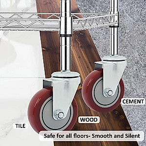 Finnhomy Swivel Caster Wheels 4 Inch Threaded Stem Casters Set of 4 Heavy Duty 3/8"-16 x 1" Anti-wear Polyurethane Industrial Castor Wheels for Cart/Furniture Load Bearing 2200 Lbs Smooth Casters Red