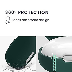 kwmobile Silicone Cover Compatible with Anker Soundcore Space A40 - Case Cover Stick-On Skin with Clip - Dark Green