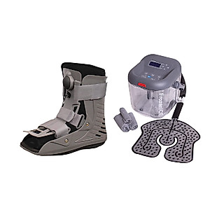 Brace Direct Full Shell Walker Boot (Lg) + Frozen Ice Cold Therapy Machine- Boot for Toe, Foot or Ankle Injury, Fractures, Sprains and Cold Circulating Therapy Unit