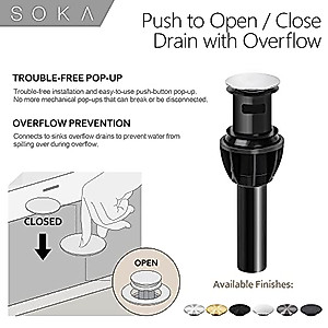 SOKA Centerset Bathroom Sink Faucet Two Handles High Arc 4" Lavatory Bath With Deck Plate & Pop-Up Drain Fit 3 Hole Installation, Brushed Nickel (SK18001NY)