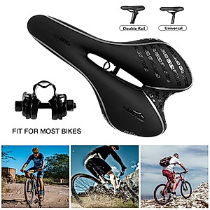 Sanctus Comfortable Bike Seat Men Women Gel Bicycle Saddle Padded Replacement Comfort Road Exercise Bikes Cushion with Waterproof Cove for MTB Mountain Bike Road Bike Exercise Bike