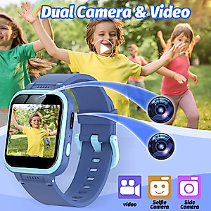 meoonley Kids Smart Watch with Puzzle Games HD Touch Screen Camera Video Music Player Pedometer Alarm Clock Flashlight Fashion Kids Smartwatch Gift for 6-13 Year Old Boys Girls Toys