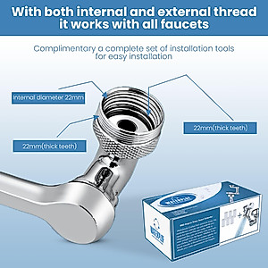 WATERPLOF Splash Multifunction Faucet with Filter Functionality & 6 Replacement Cartridges Universal 1080° Swivel Robotic Arm Faucet Aerator for sink 2 Modes Pressurized Spray Attachment