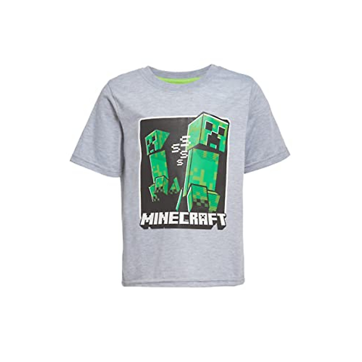 Minecraft Boys Creepers 3 Piece T-Shirt Tank Top Short Set (Gray Heather, 4)