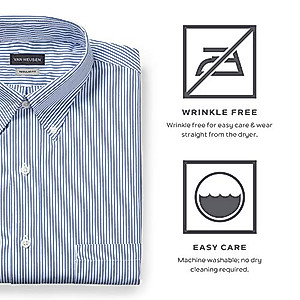 Van Heusen mens Regular Fit Pinpoint Stripe dress shirts, Blue, 16.5 Neck 34 -35 Sleeve Large US