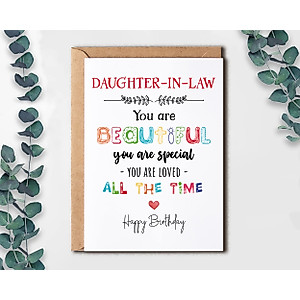 EruditeGifts Daughter-In-Law Birthday Card - You Are Beautiful You Are Special - 5 x 7 Inches