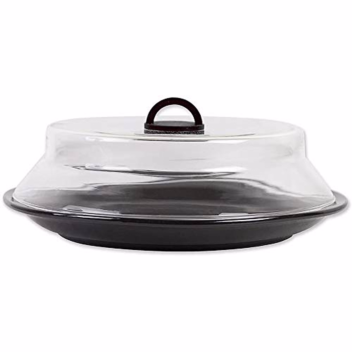 10 Inch Microwaveable Glass Plate Cover w/ Easy-Grip Silicone Handle - Keeps Food from Splattering - Helps Food Heat More Quickly - Handle Stays Cool to Touch - Microwave & Dishwasher Safe