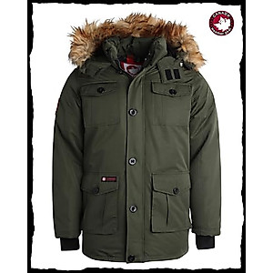 CANADA WEATHER GEAR Men's Winter Coat - Heavyweight Teflon Canvas Parka Jacket (M-XXL), Size XX-Large, Olive Green