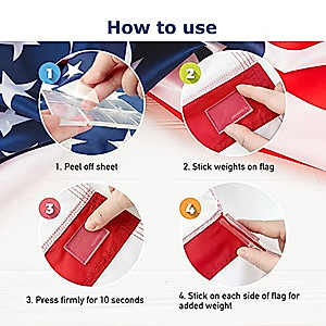 ADHERE-O Flag Weights for Bottom of Flag - Adhesive Flag Weights for Large Flags to Keep From Tangling & Blowing - Weather Resistant Adhesive Curtain Weights - Transparent Flag Weights for Windy Days