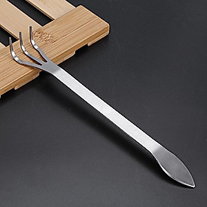 ViaGasaFamido 3-Prong Gardening Rake, Stainless Steel Bonsai Root Rake Gardening Cultivator Soil Farming Tools with Ergonomic Handle