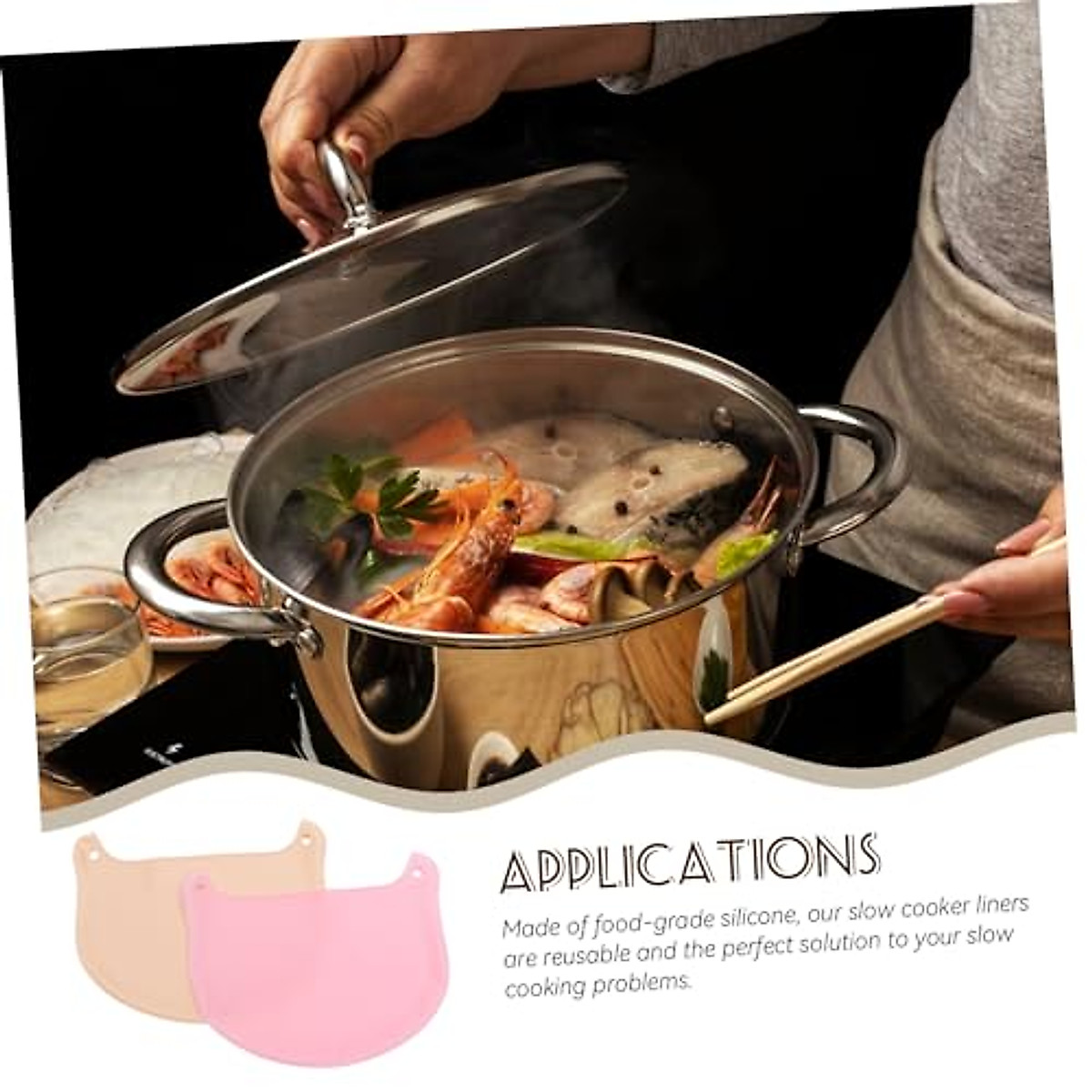 HOMSFOU 6 Pcs Silicone Slow Cooker Bags Crock - Pot Liners Dishwasher Insert Liner Silicone Liners Inserts Divider Reusable Silicone Insert Kitchen Supplies Non-slip