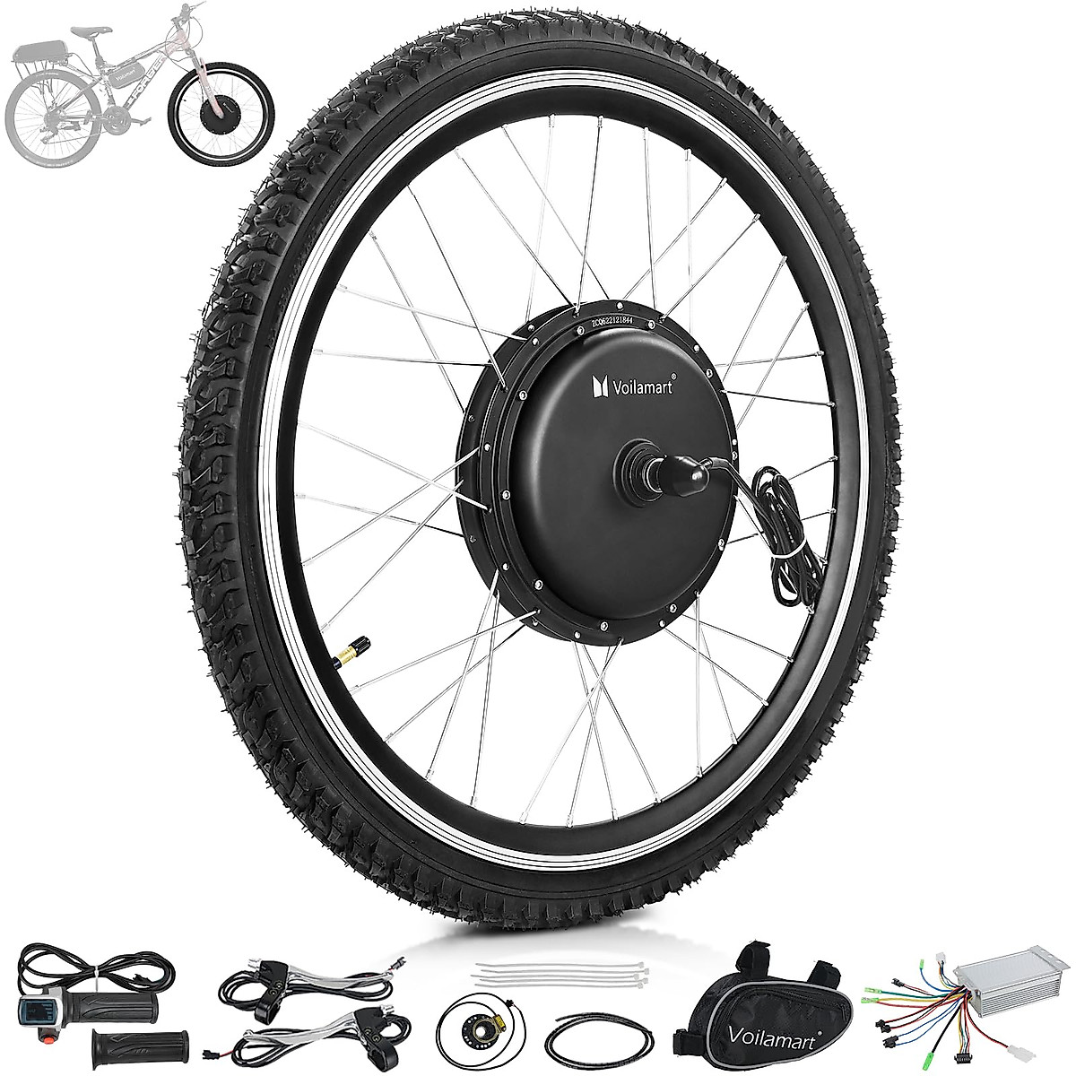 Voilamart Ebike Conversion Kit,26" 36V 500W Front Wheel Electric Bike Conversion Kit,Electric Motorbike Kit with Intelligent Controller and PAS System for Road Bike(Without Battery)