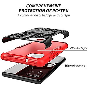 for Galaxy A42 5G Phone Case with HD Screen Protector, Dual Layer [16 FT Military Grade Drop Protection] Magnetic Ring Holder Kickstand Protective Phone Case for Samsung Galaxy A42 5G (Red)