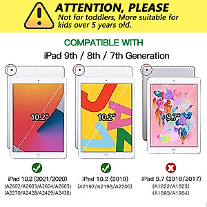 Grifobes for iPad 9th Generation Case, iPad 8th/7th Generation Case 2021/2020/2019, Heavy Duty Shockproof Rugged Protective 10.2" Cover with Stand for iPad 9 8 7 Gen 10.2 inch Kids Children Boys