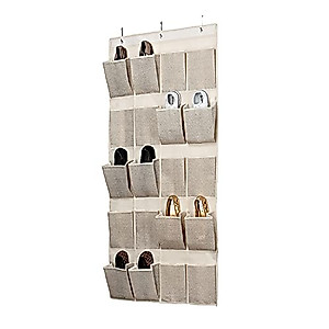 Simplify Over the door 20 pocket shoe organizer in Faux Jute