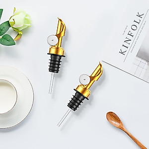 GIXSEGIE 2 Pack Weighted Stainless Steel Pourers, Auto Flip Oil Dispenser Spouts, Balsamic Vinegar Pour Spouts, Olive Oil Spouts, Liquor Bottle Pourers - Gold