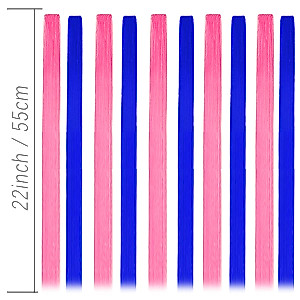 BHF Blue Orange Hair Extensions Clip in Halloween Hair Accessories for Kids Girls Women Bright Vibrant Neon Hair Extensions Fairy Hairpieces Long Straight Color Hair Extensions 22"