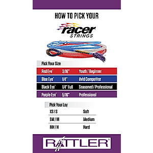 RATTLER ROPES Racer Calf Piggin String, Blue Eye 1/4-inch, Blue, Medium Hard