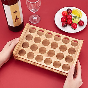 NBEADS 24 Shot Glass Tray Holder, Hole: 1.22" Bar Bamboo Shot Glass Holder Wine Glass Cup Serving Tray Cups Organizer Shot Glass Display Bar Accessories for Party, Bar, Club