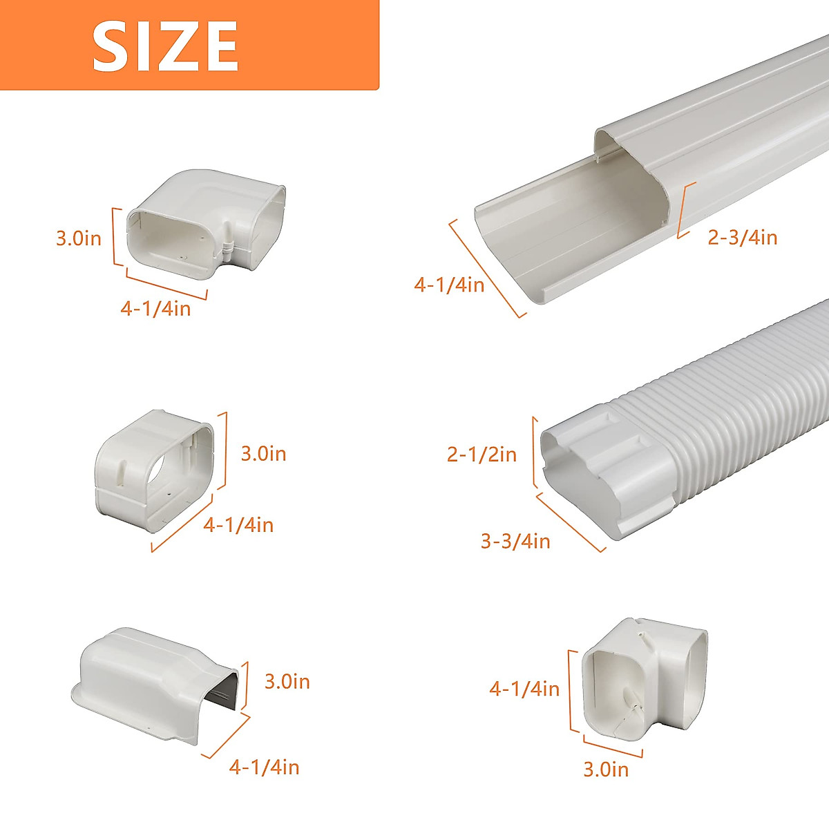 GCGOODS 4in 16.5ft Decorative PVC Line Cover Kit for Ductless Mini Split Air Conditioners, Central AC and Heat Pumps